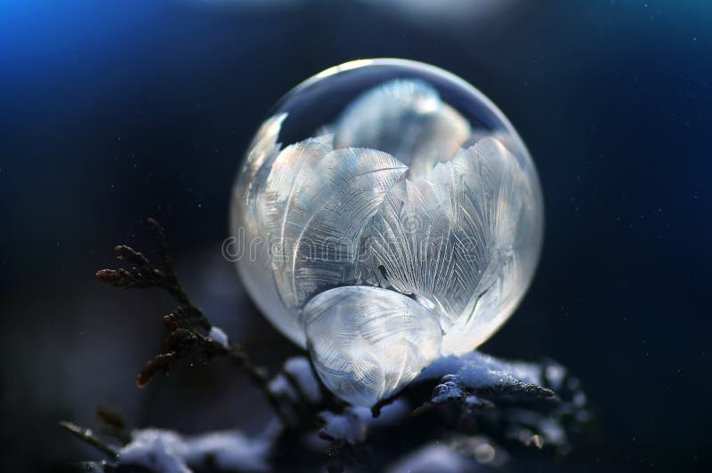 Frozen Soap Bubble. Winter Frosty Pattern Stock Image - Image of frosty ...