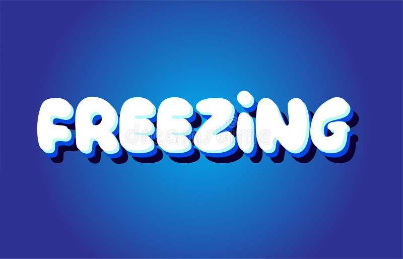Freezing Text 3d Blue White Concept Vector Design Logo Icon Stock ...