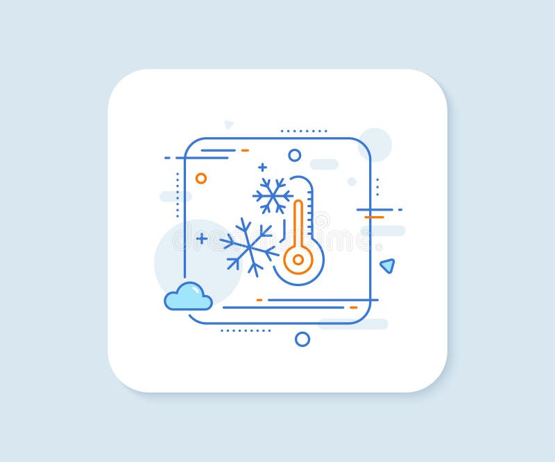 Freezing Thermometer Line Icon. AC Cold Temperature Sign. Vector Stock ...