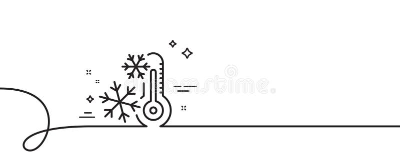 Freezing Thermometer Line Icon. AC Cold Temperature Sign. Continuous ...