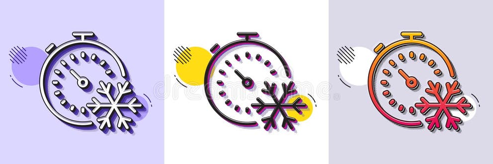 Freezing Timer Line Icon. AC Cold Temperature Sign. Halftone Dotted ...