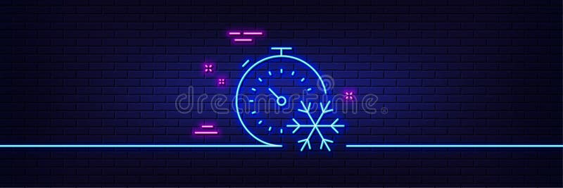 Freezing Timer Line Icon. AC Cold Temperature Sign. Neon Light Glow ...