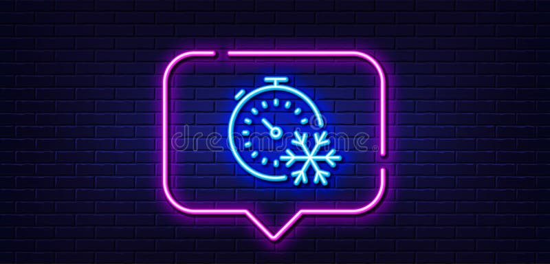 Freezing Timer Line Icon. AC Cold Temperature Sign. Neon Light Speech ...