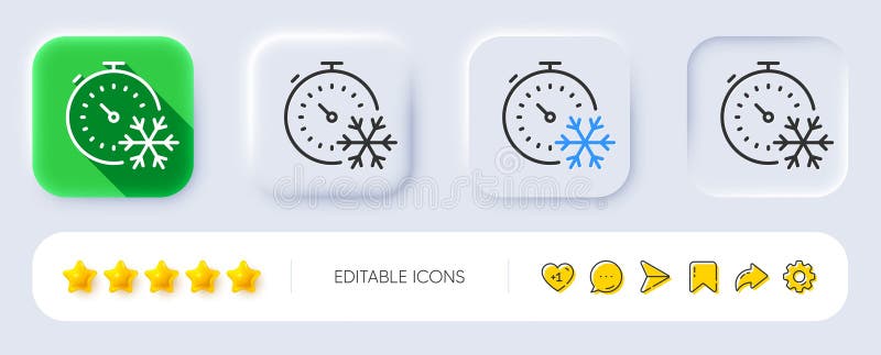 Freezing Timer Line Icon. AC Cold Temperature Sign. Neumorphic Buttons ...