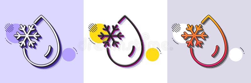 Freezing Water Line Icon. Freeze Cold Temperature Sign. Halftone Dotted ...