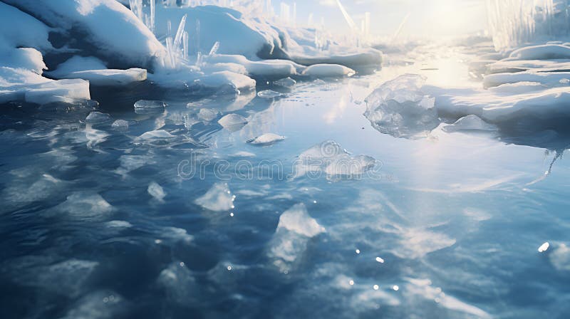 Freezing of Water in the River, Formation of Ice Stock Image - Image of ...