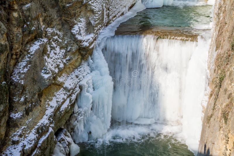 Freezing Waterfall in Gorge Stock Image - Image of rocky, waterfall ...