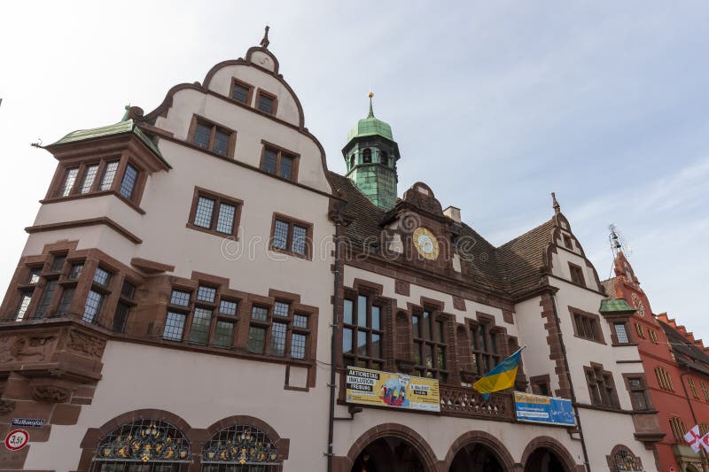 Architectural Details of the Old Freiburg Editorial Stock Photo - Image ...