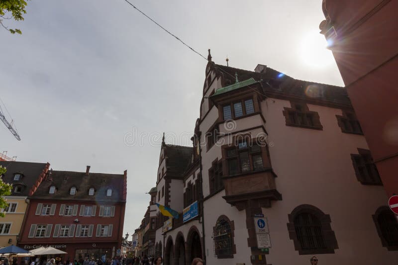 Architectural Details of the Old Freiburg Editorial Stock Photo - Image ...