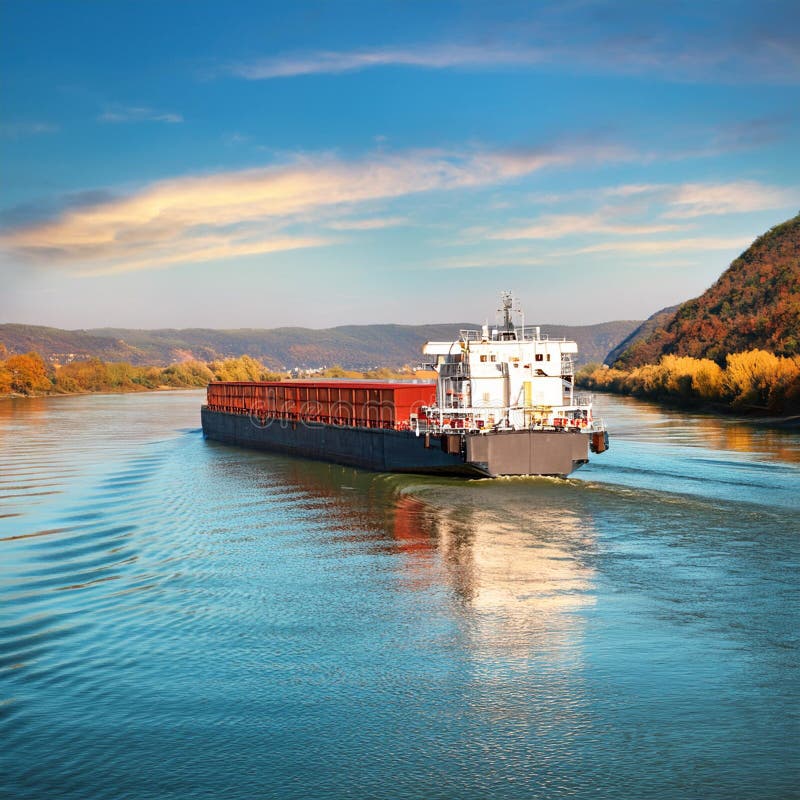 Freight Barge on the River, AI Generated Stock Illustration ...