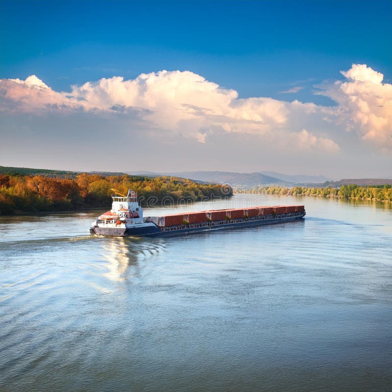 Freight Barge on the River, AI Generated Stock Illustration ...