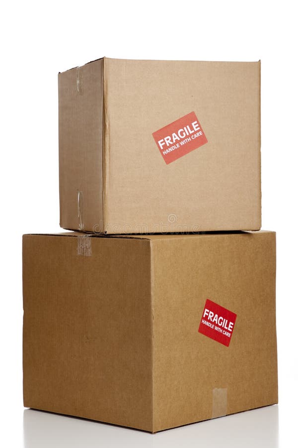 Freight Boxes Marked Fragile Stock Photo - Image of corrugated ...