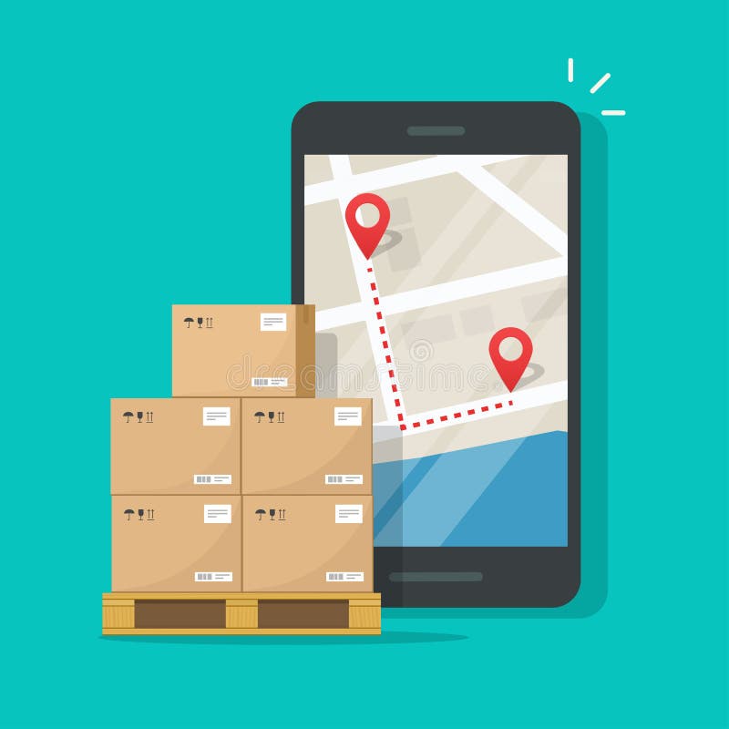 Parcel Tracking or Delivered Via Smartphone Vector Illustration, Flat ...