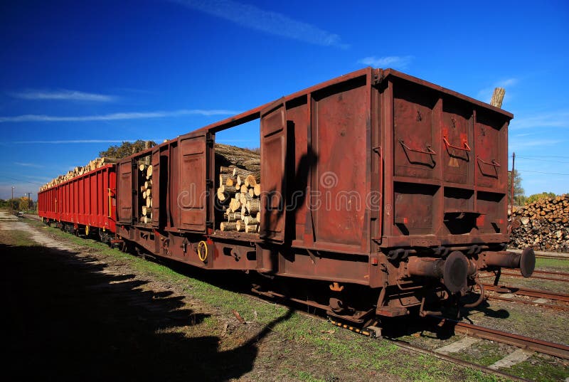 Freight Carriage Full of Timber Stock Image - Image of transportation ...