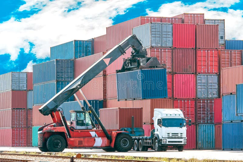 Freight container crane stock photo. Image of import - 66764686