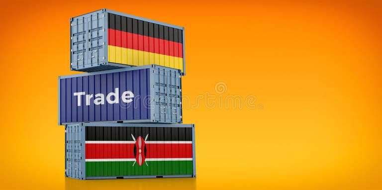 Freight Container with German and Kenya Flag. Stock Illustration ...