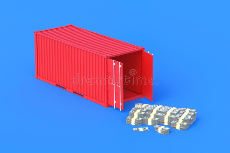 Freight Container and Stack of Money. Business Concept Stock ...