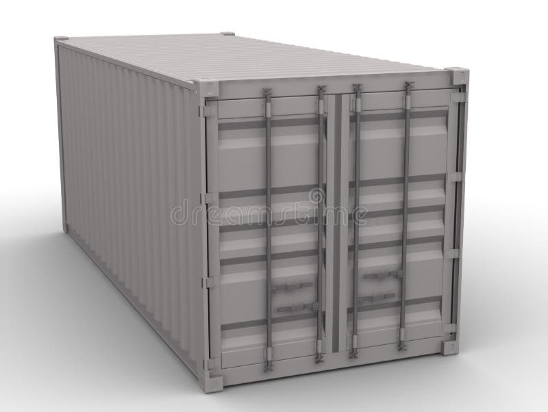 Freight Container Stands on White Surface Stock Illustration ...