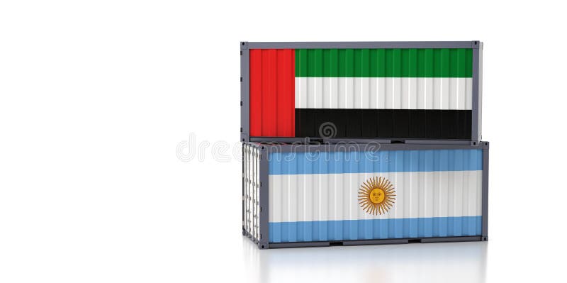 Freight Container with United Arab Emirates and Argentina National Flag ...