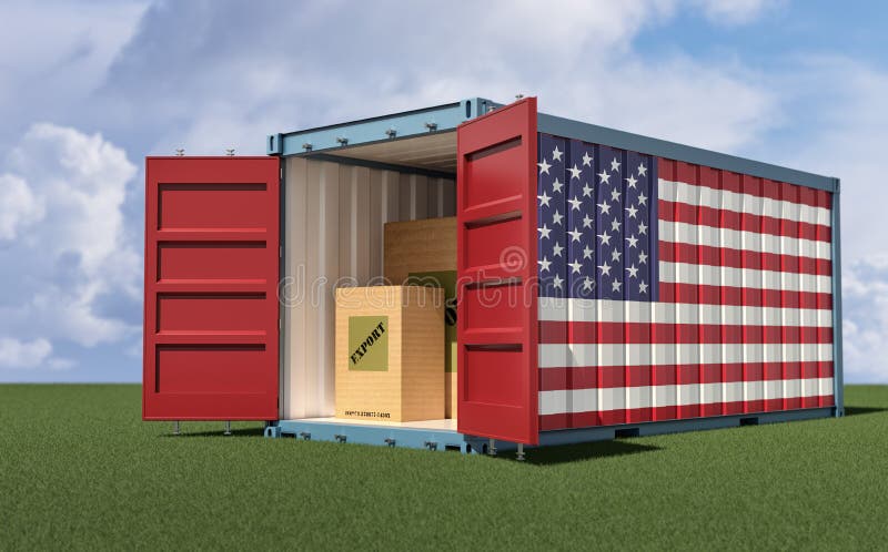 Freight Container with USA Flag Stock Illustration - Illustration of ...