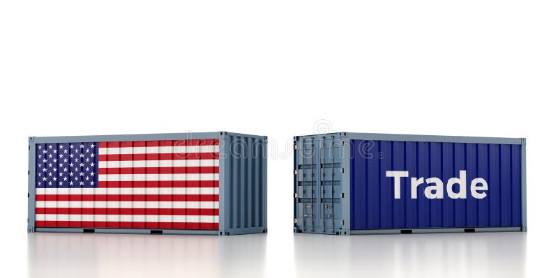 Freight Container with USA Flag Isolated on White Stock Illustration ...