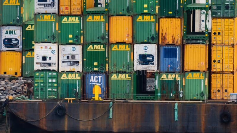 Freight Containers editorial image. Image of small, island - 75984145