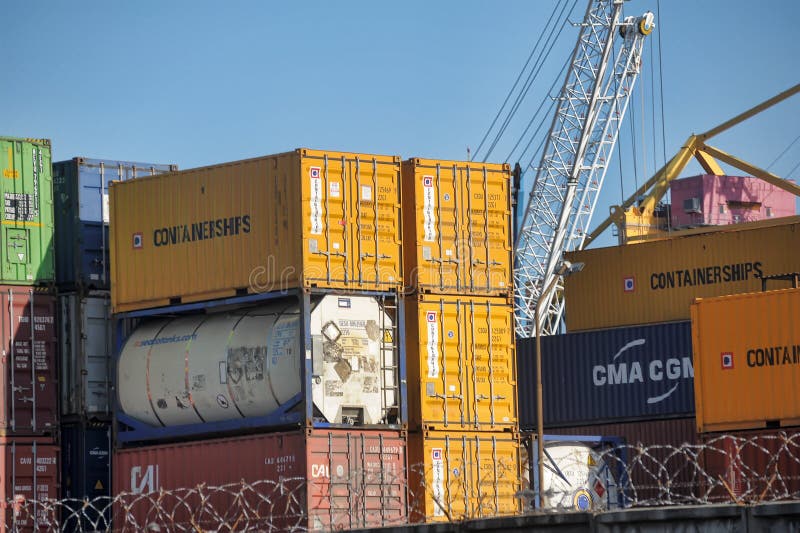 Freight containers editorial photo. Image of goods, blue - 45930311