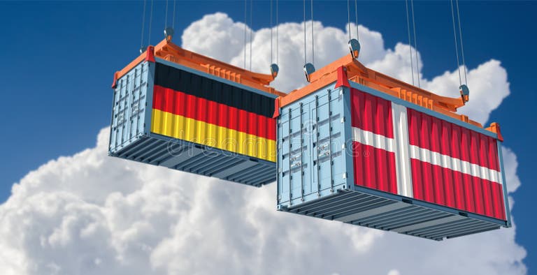 Freight Containers with German and Denmark Flag. Stock Illustration ...