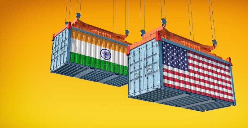 Freight Containers with India and USA Flag. Stock Illustration ...