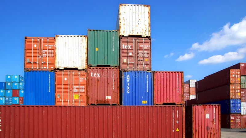 Freight Containers in the Le Havre Port. Editorial Photography - Image ...