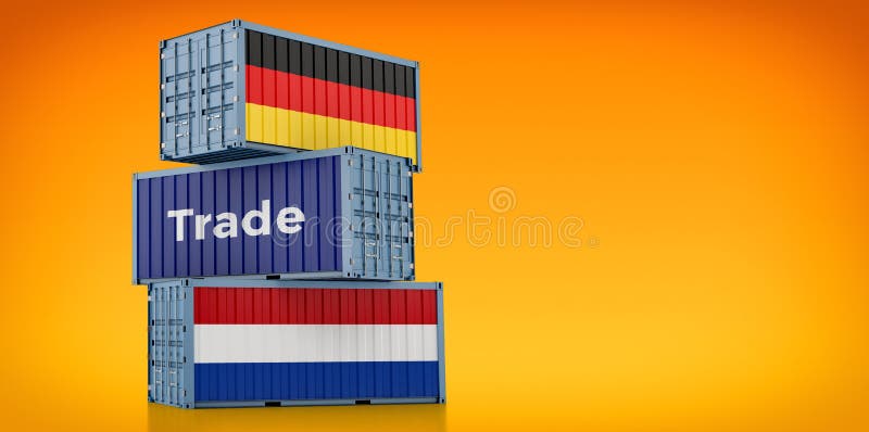 Freight Containers with Netherlands and German Flag. Stock Illustration ...