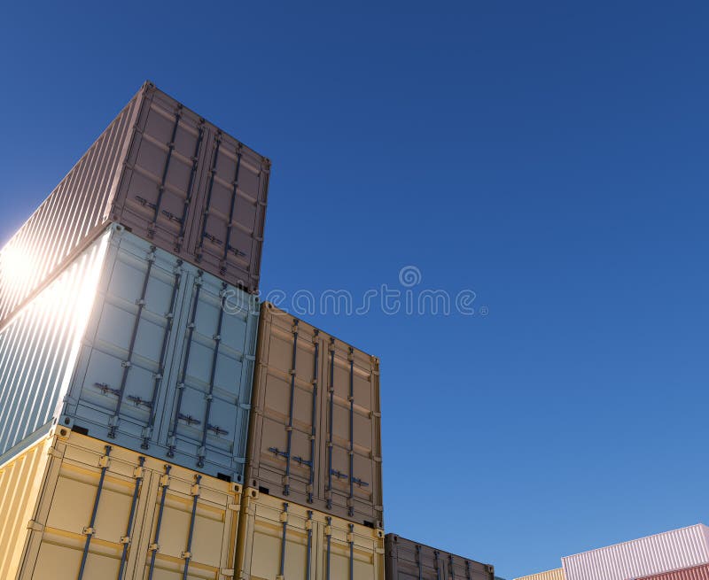 Freight Containers are Stored at a Warehouse Outside the Building Stock ...