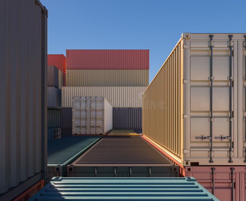 Freight Containers are Stored at a Warehouse Outside the Building Stock ...