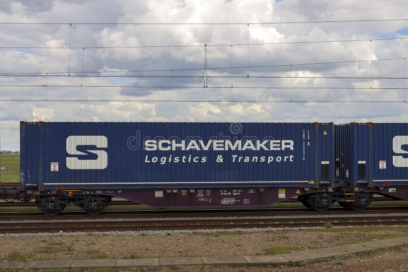 Freight Containers on Train Wagons at the Railway Station of Lage ...