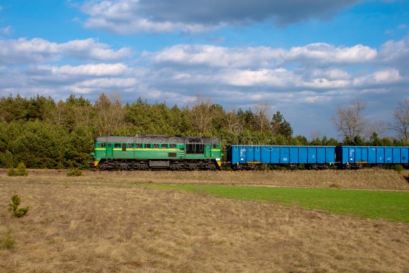 Freight diesel train stock image. Image of transportation - 14004959
