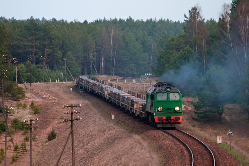 Freight diesel train stock image. Image of nature, rural - 14174603