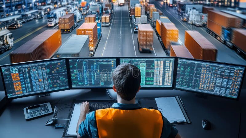 Freight Dispatcher Coordinating Movement of Cargo in Logistics Center ...