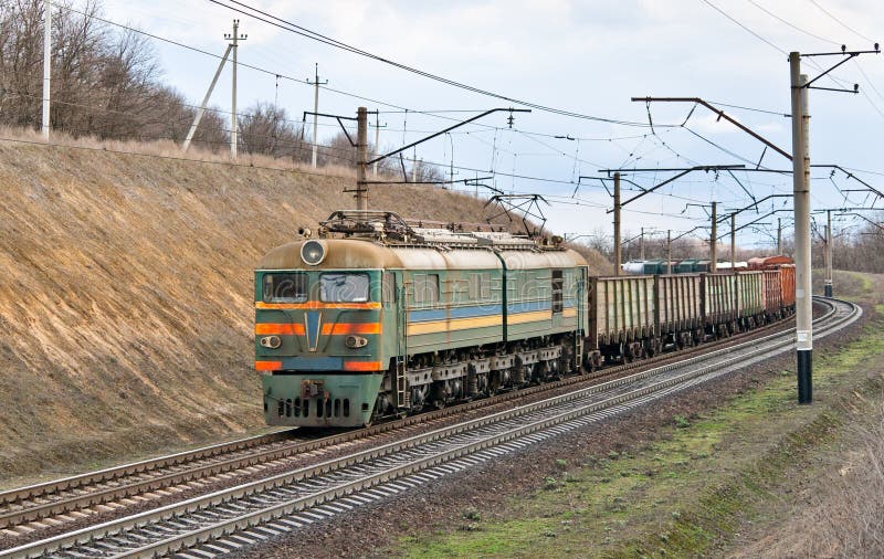 Freight electric train stock image. Image of goods, railway - 23109977