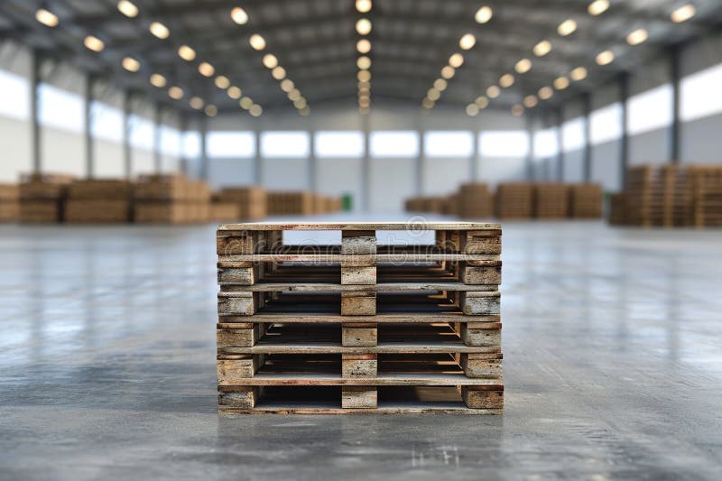 Freight Euro Pallet Stacked in Empty Warehouse. Generative AI Stock ...
