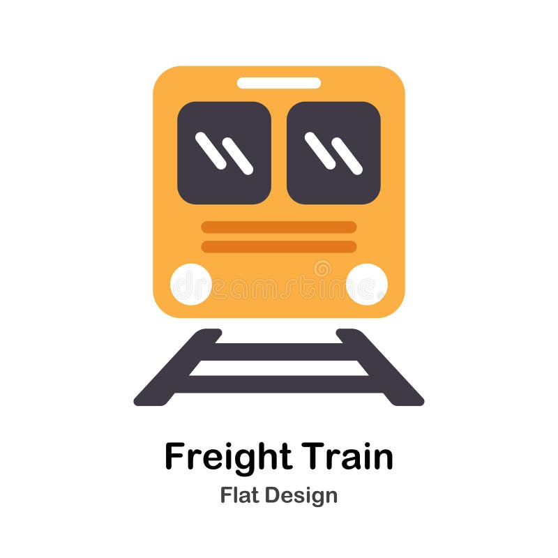 Freight Train Flat Icon stock vector. Illustration of railroad - 123745012