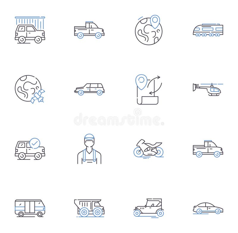 Trailer Line Icons Collection. Utility, Haul, Cargo, Transport, Hitch ...