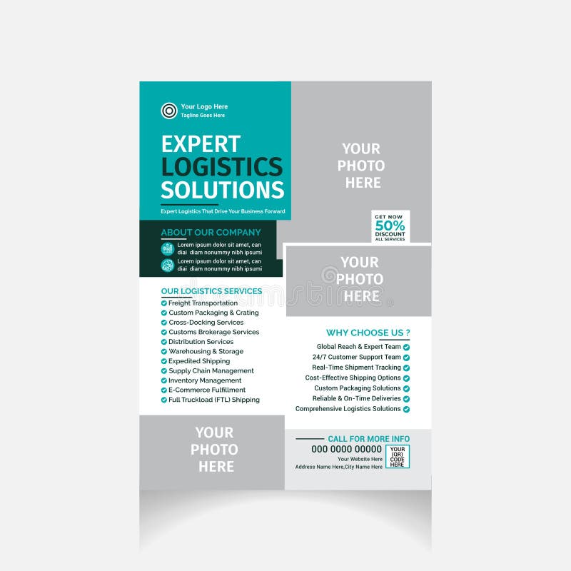 Freight and Logistics Services Flyer Design Stock Vector - Illustration ...