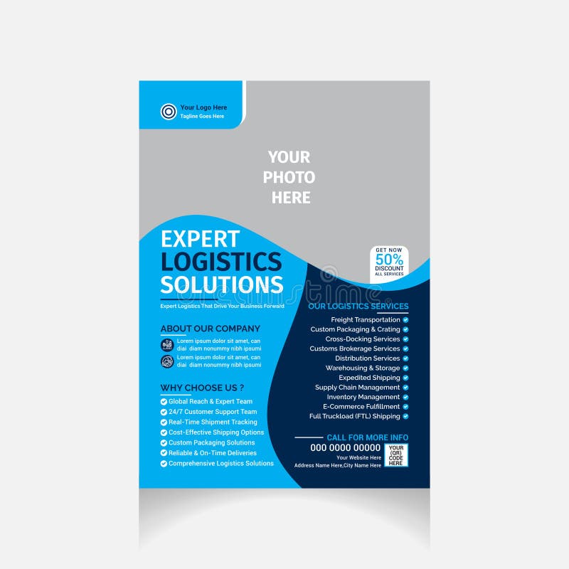 Freight and Logistics Services Flyer Design Stock Vector - Illustration ...