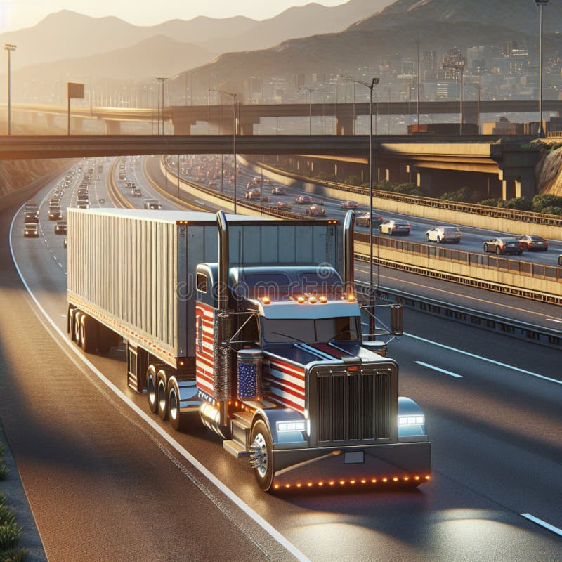Freight in Motion: Captivating Image of an American Truck Navigating ...