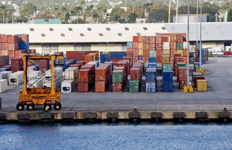 Freight Moving Machinery on Shipping Pier Stock Image - Image of ...