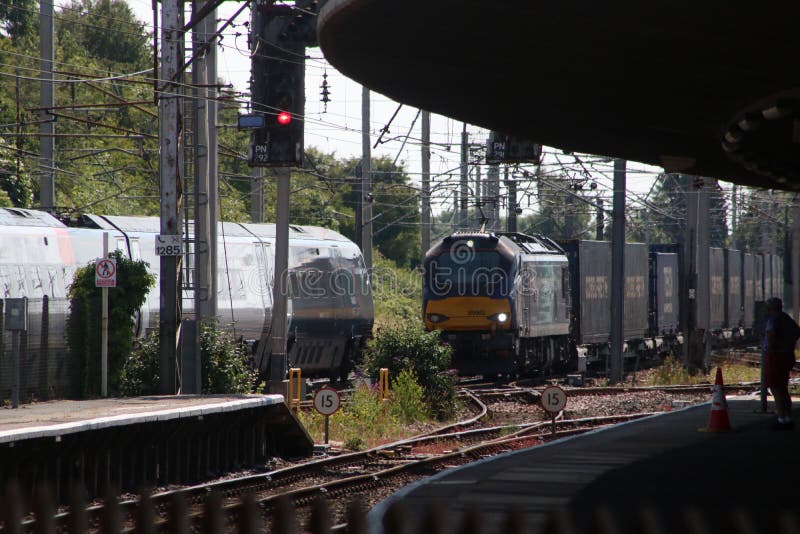 Freight Trains on West Coast Main Line, Carnforth Editorial Stock Image ...