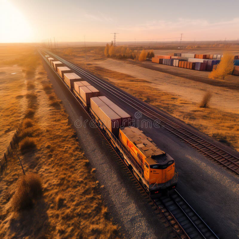 Freight and Petroleum Via Rail System Using Trains.generative Ai Stock ...