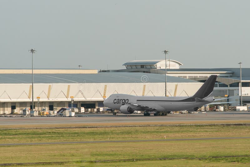Freight Plane in Cargo Terminal at Airport Stock Photo - Image of ...