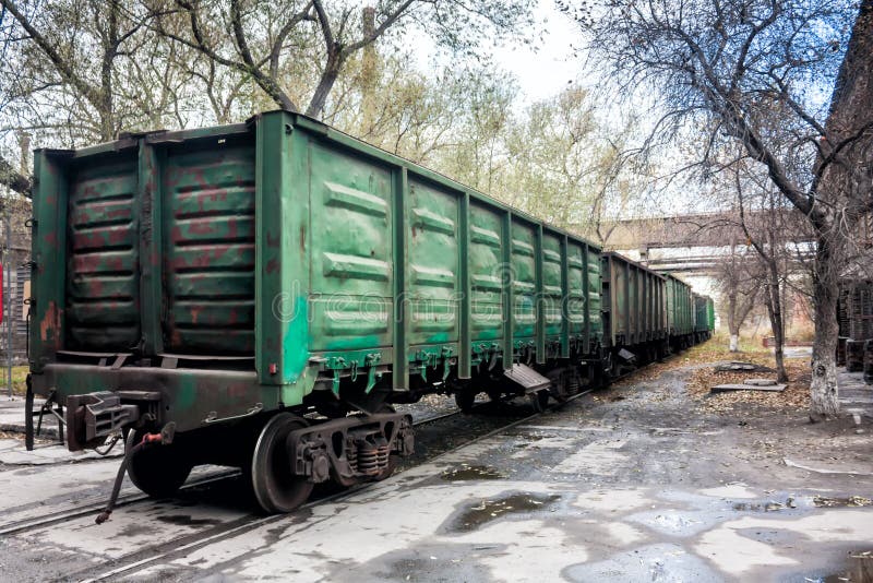 Freight railway carriages stock image. Image of container - 71560925