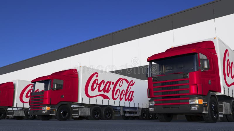 Freight Semi Trucks with Coca-Cola Logo Loading or Unloading at ...